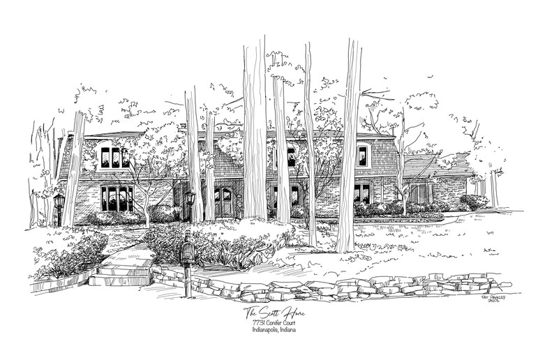 11" X 14" Pen and Ink Style Home Drawing - Etsy