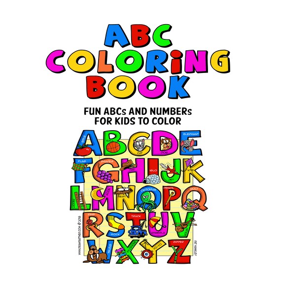 ABC and NUMBERS Digital Toddlers 36 Page Coloring Book - Etsy