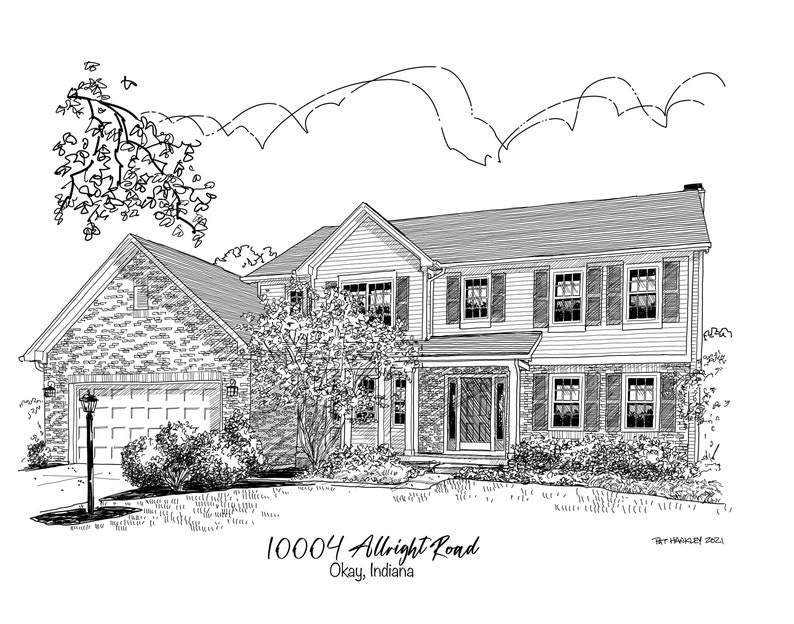 11" X 14" Pen and Ink Style Home Drawing - Etsy