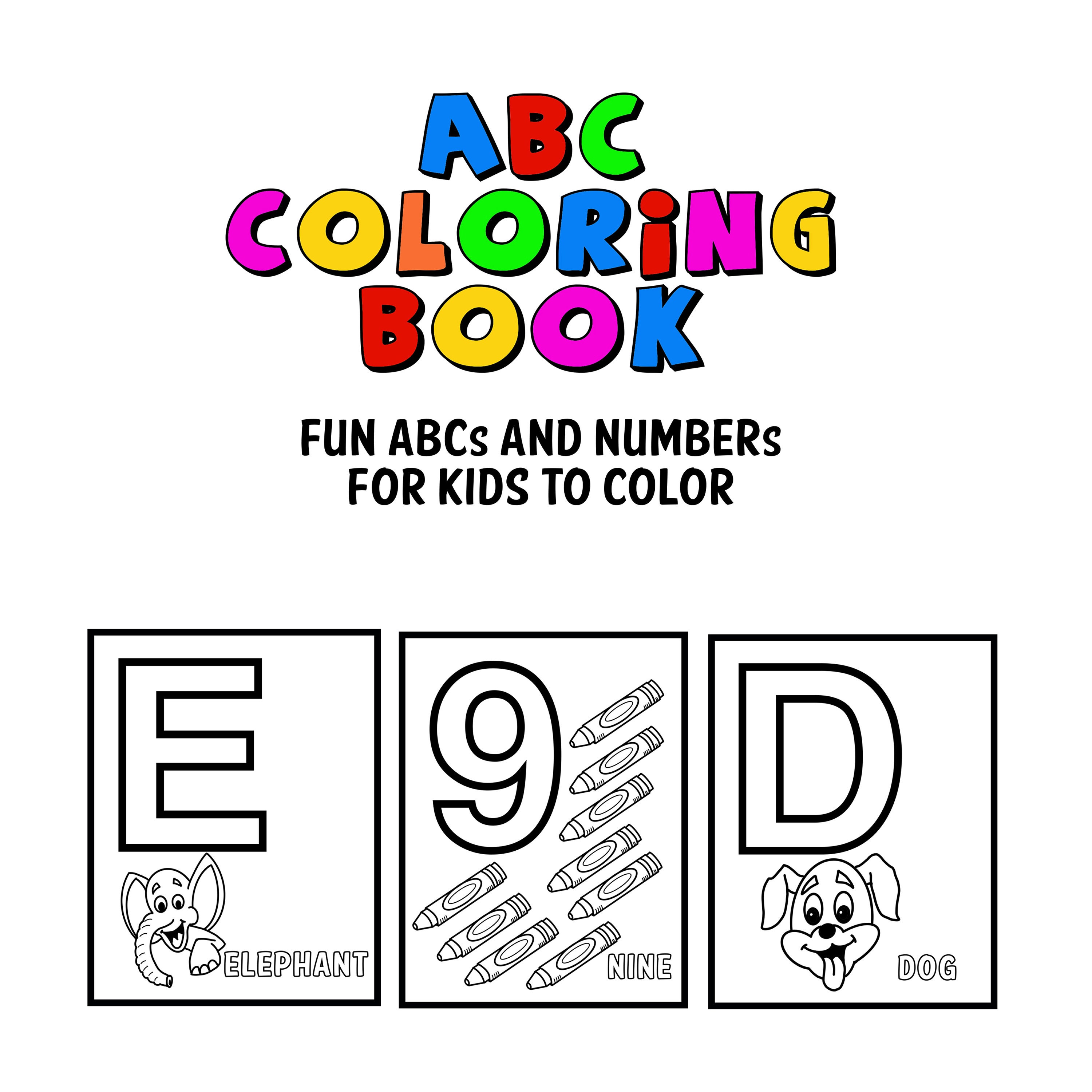 ABC and NUMBERS Digital Toddlers 36 Page Coloring Book - Etsy