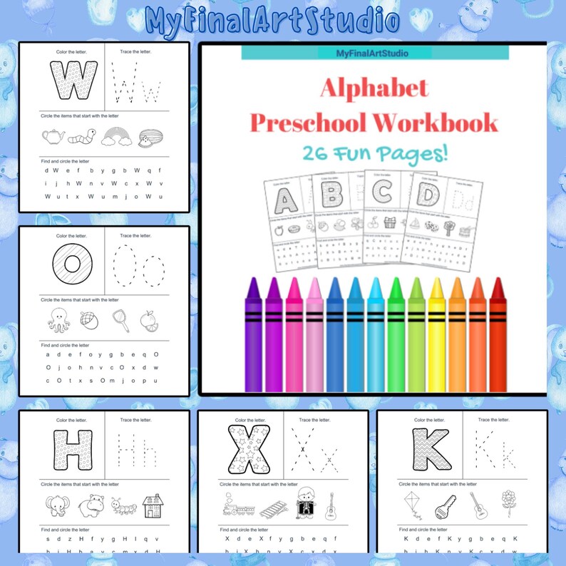 Printable Alphabet Preschool Workbook, Trace, Find, Color, Recognize A ...