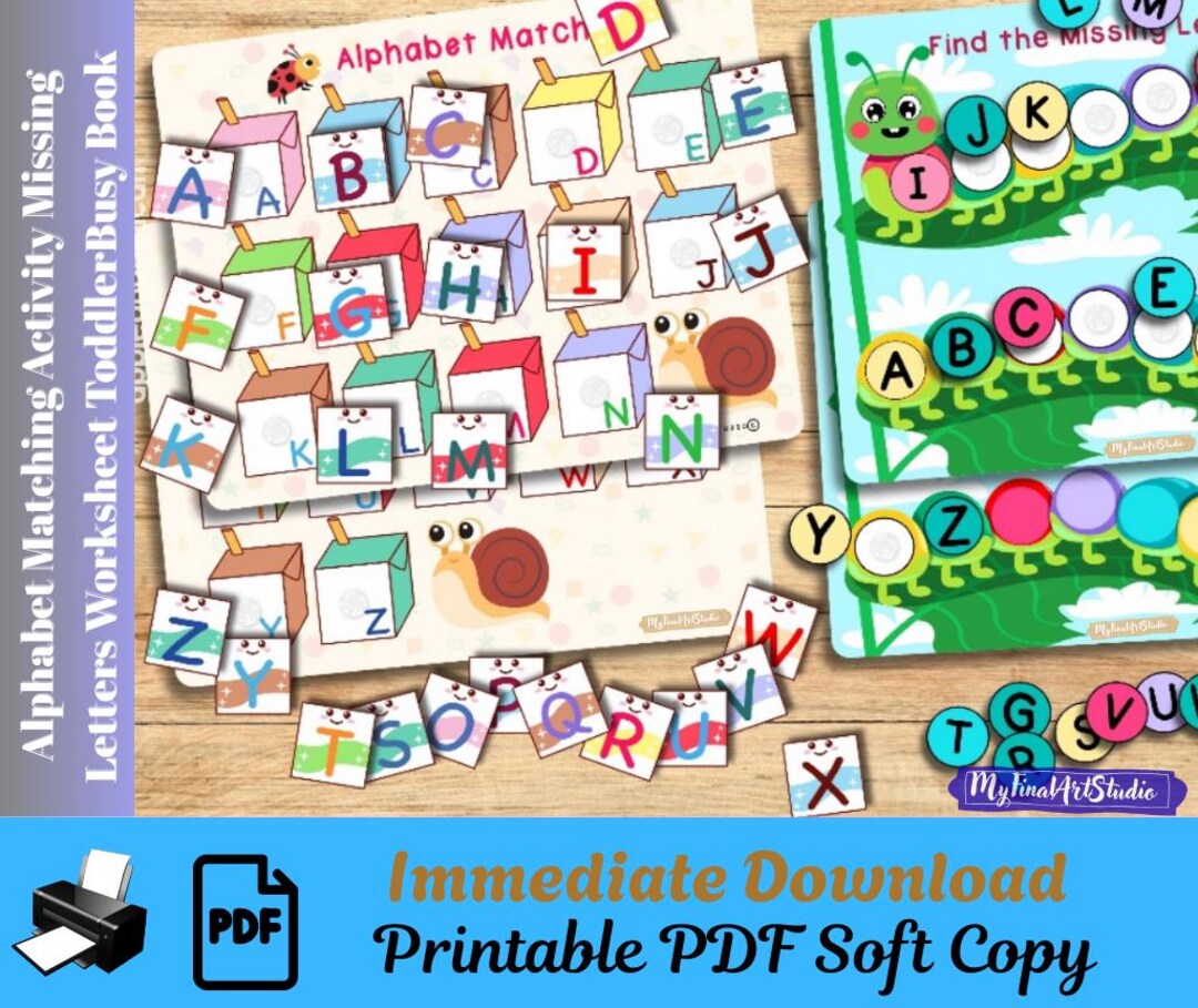 Missing Letters Worksheet, Printable Alphabet Matching Activity, Busy ...
