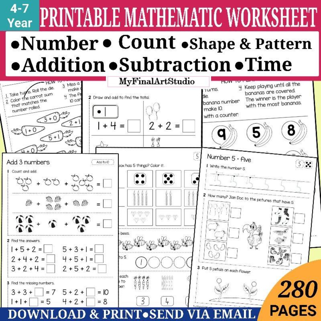 Math Worksheet Practice Activity, Mathematics Binder for Preschool ...