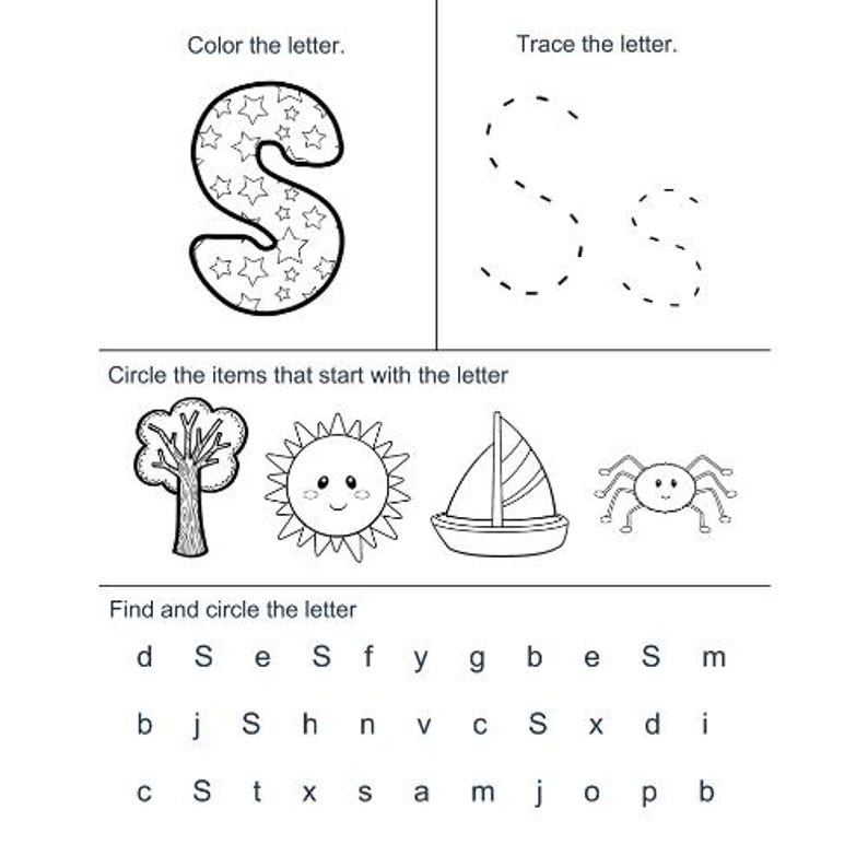 Printable Alphabet Preschool Workbook, Trace, Find, Color, Recognize A ...