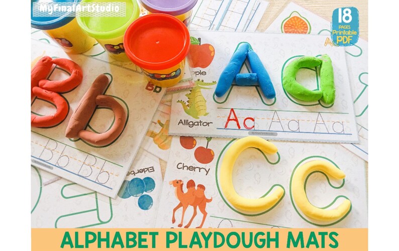 Alphabet Play Dough Mats, ABC Printable Play Doh, Preschool Activities ...