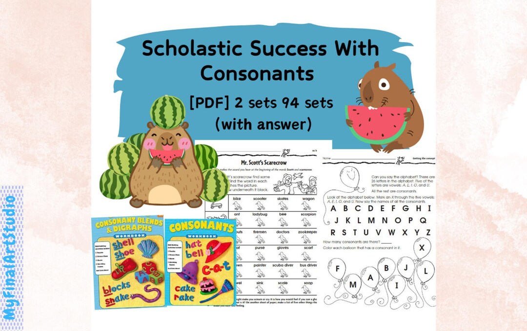 Consonants Workbook: English Worksheets, Preschool-kindergarten (2 Sets ...