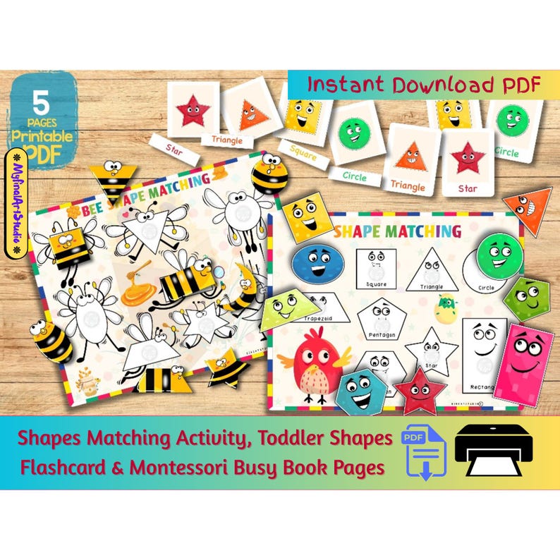 Shapes Matching Activity Printable, Toddler Shapes Flash Card ...