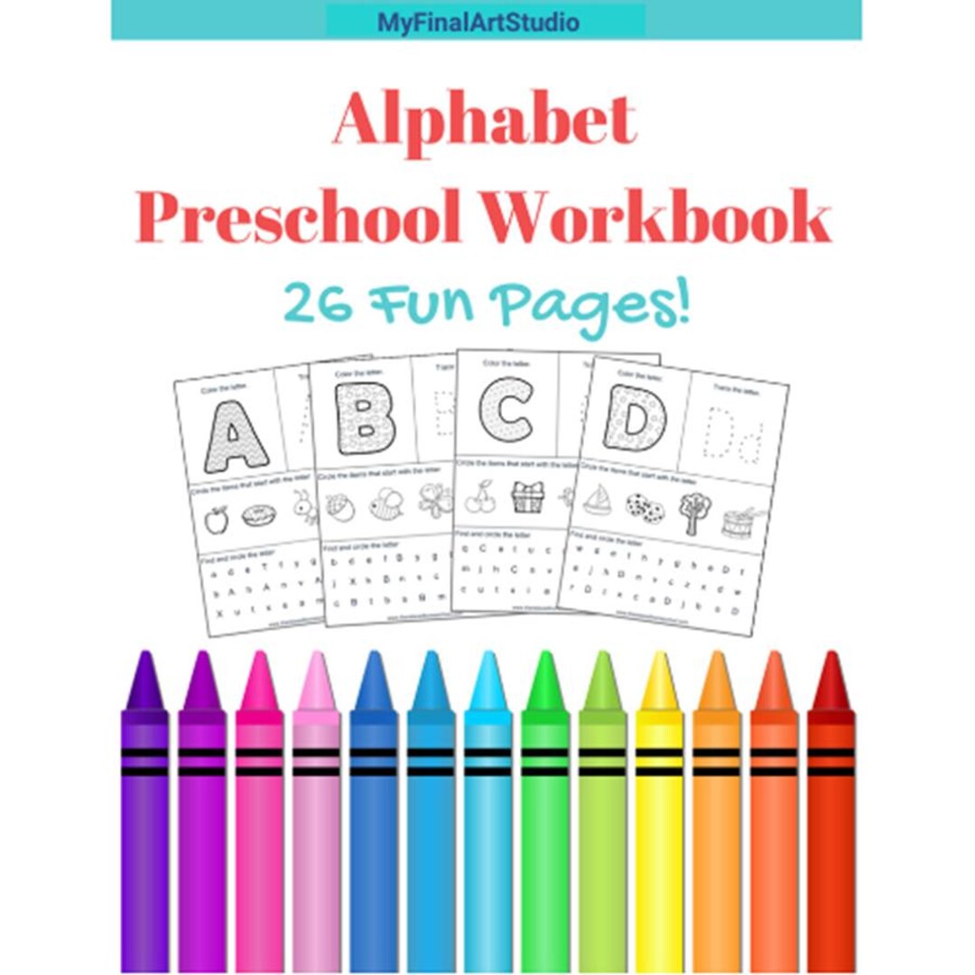Printable Alphabet Preschool Workbook, Trace, Find, Color, Recognize A ...