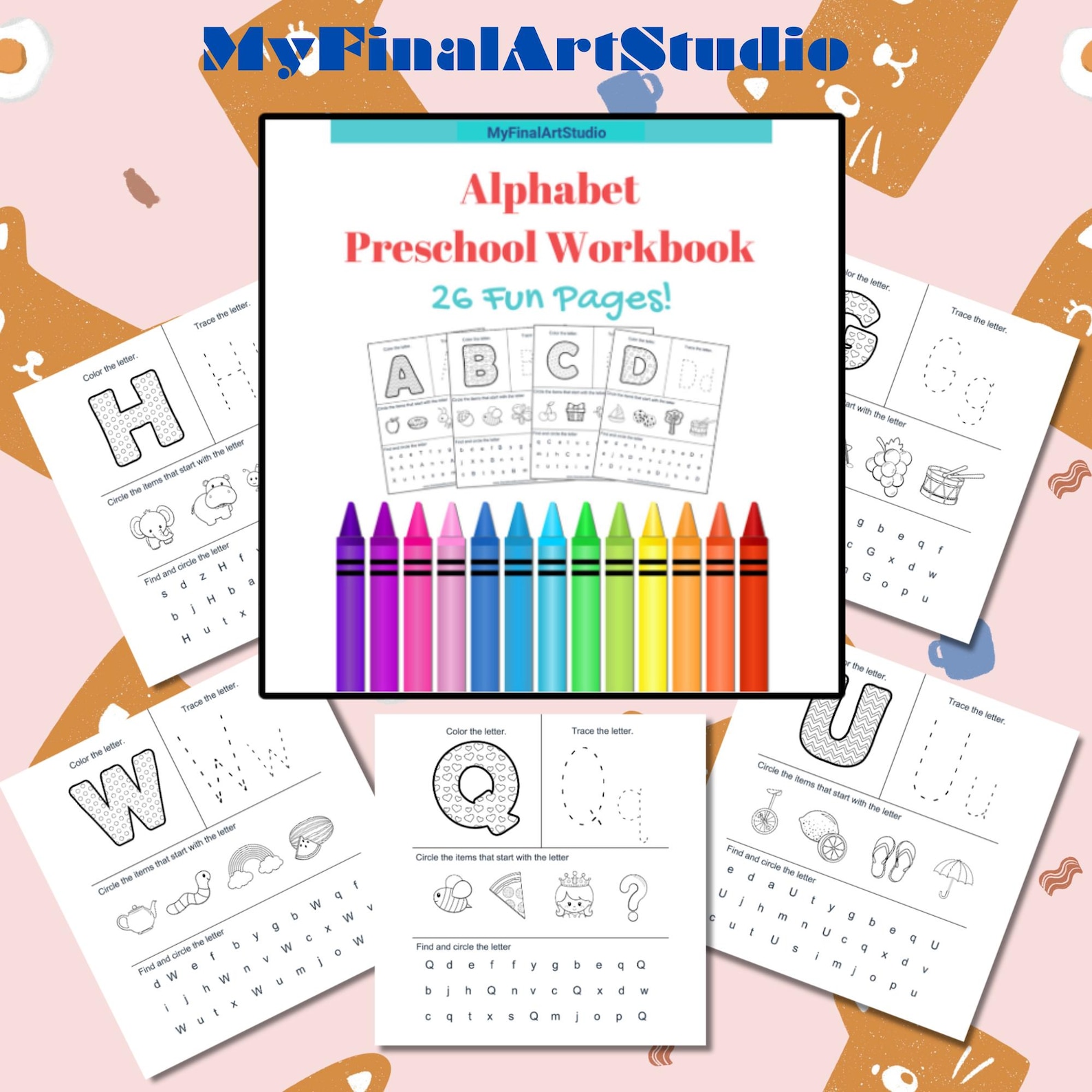 Printable Alphabet Preschool Workbook, Trace, Find, Color, Recognize A ...