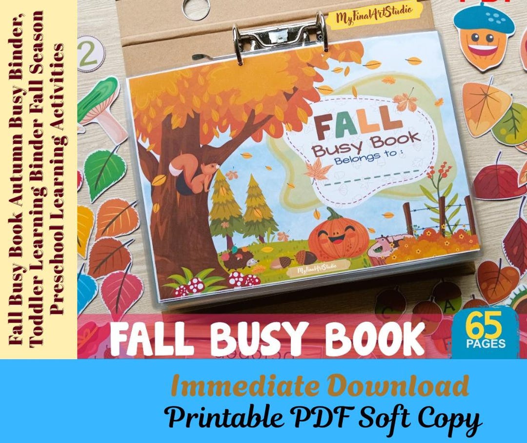 Fall Busy Book Printable, Preschool Learning Binder, Kids Autumn Busy ...
