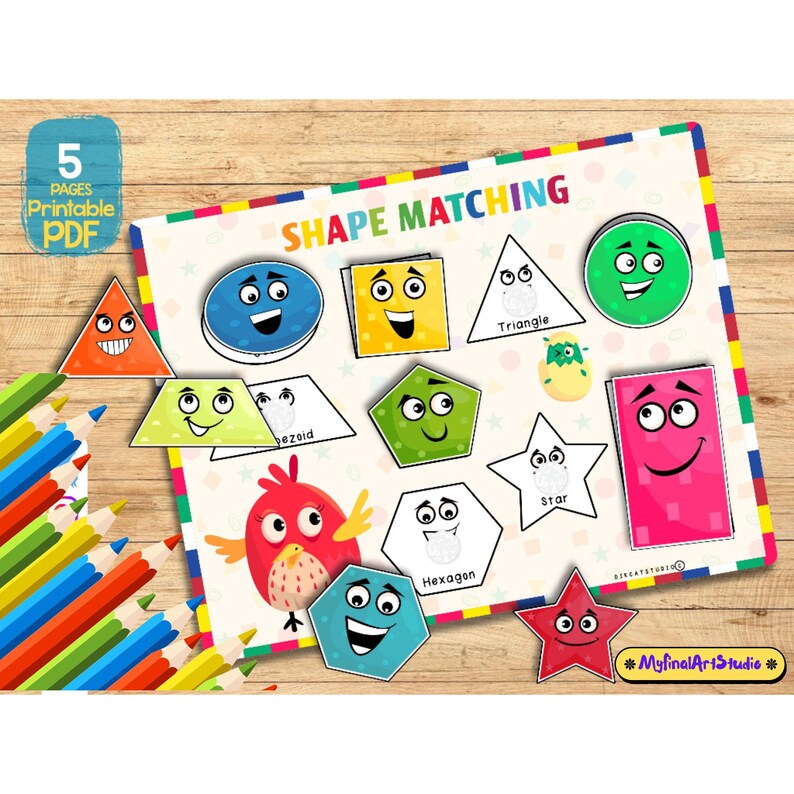 Shapes Matching Activity, Printable PDF Page, Toddler, Preschool ...