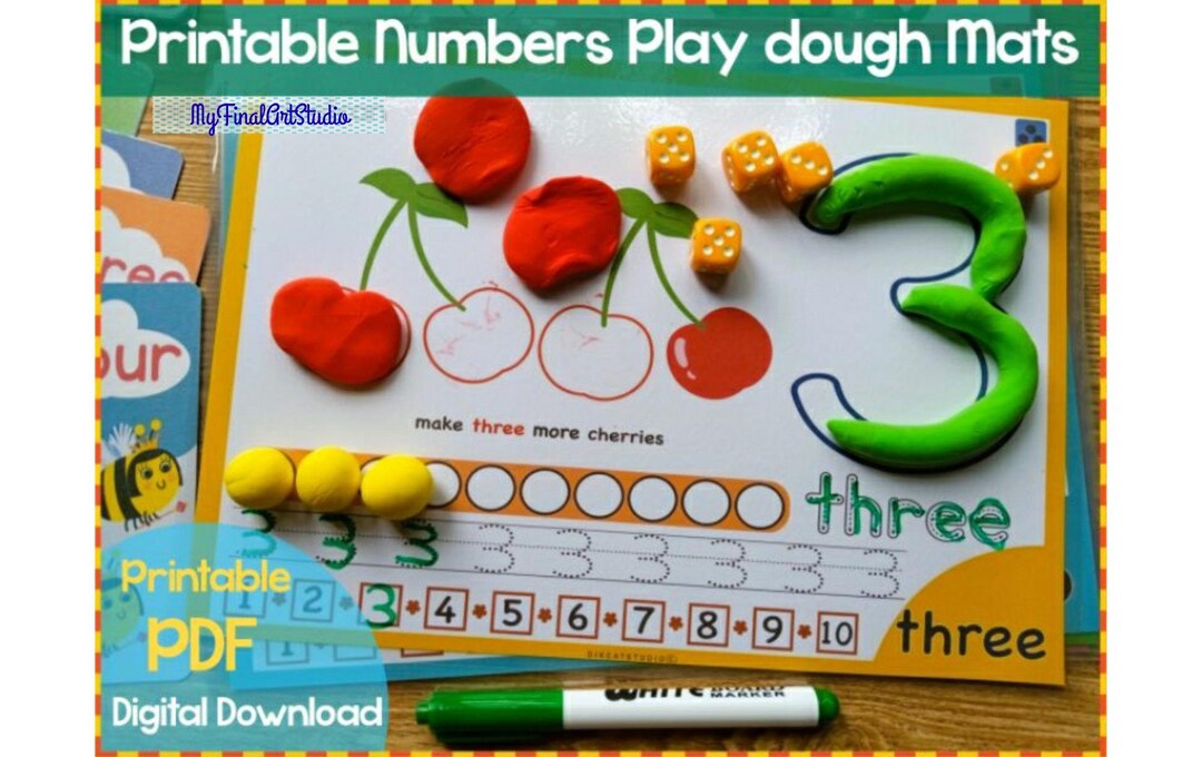 Number Play-doh Mats: Counting Activities, Flash Cards (printable PDF ...