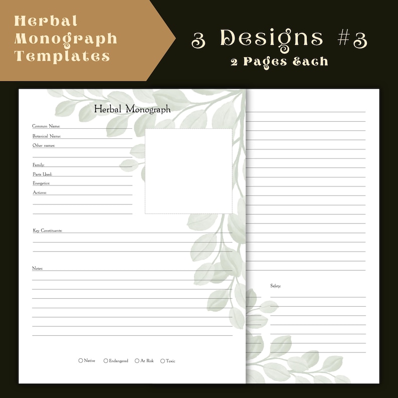 Herbal Monograph Templates #3 | 3 Templates-2pages Each, Materia Medica ...