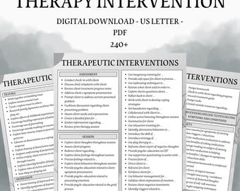 Therapy Interventions, Therapy Intervention List, Therapist Cheat ...