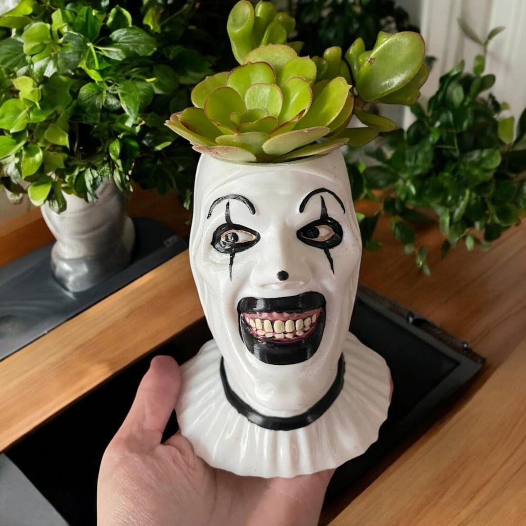 Art the Clown Planter Scary Halloween Decor, Unique Resin Plant Pot ...