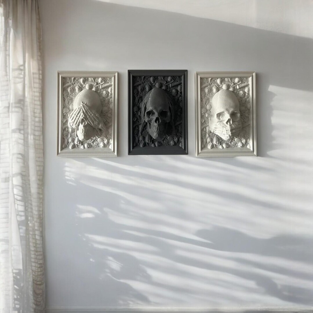 Cute Skull Frame, Gothic Skull Decor, Elegant Wall Hanging, Witchcore ...