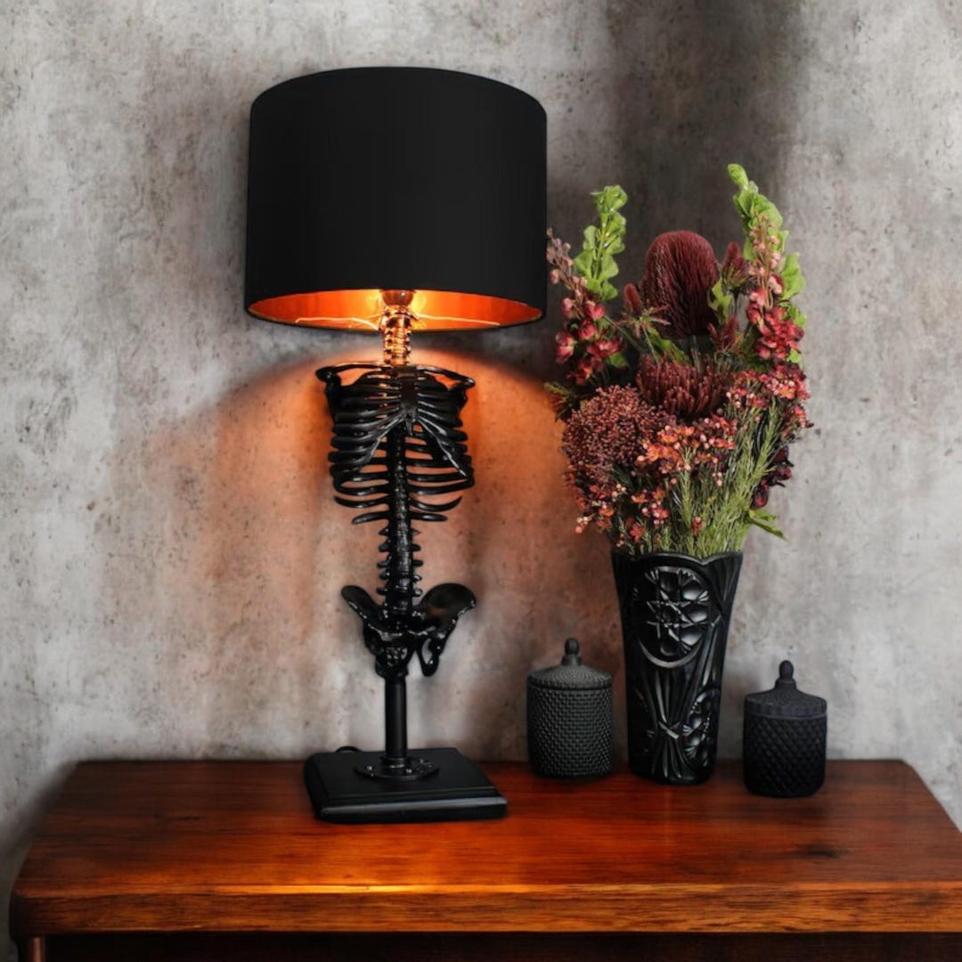 Skeleton Table Lamp Ribcage Lamp Gothic Home Decor Dark Academia ...