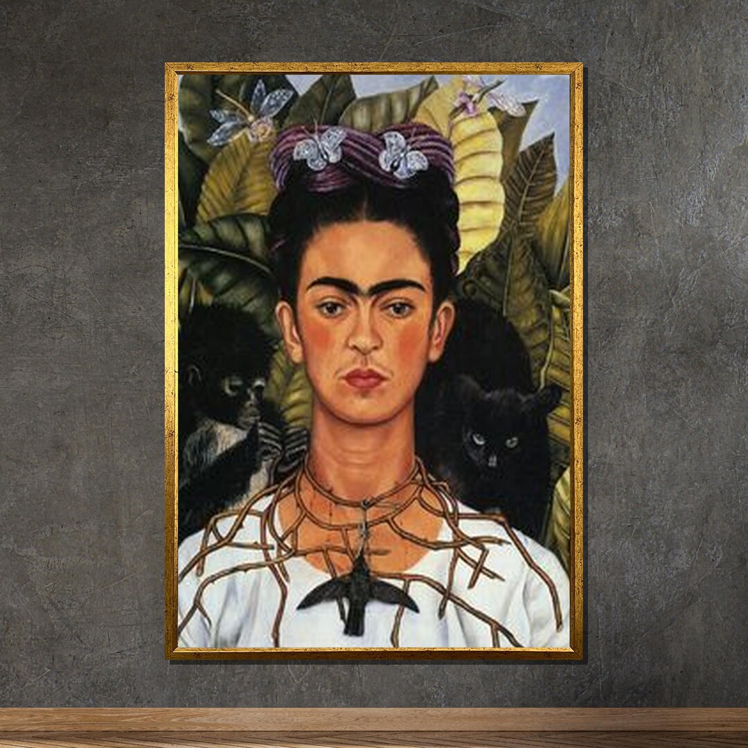 Frida Kahlo Portrait Canvas,famous Artist Art,self-portrait With ...