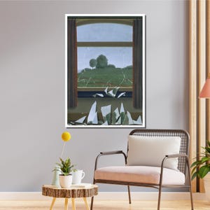 René Magritte Style Broken Window Canvas: Surreal Landscape Wall Art - Etsy