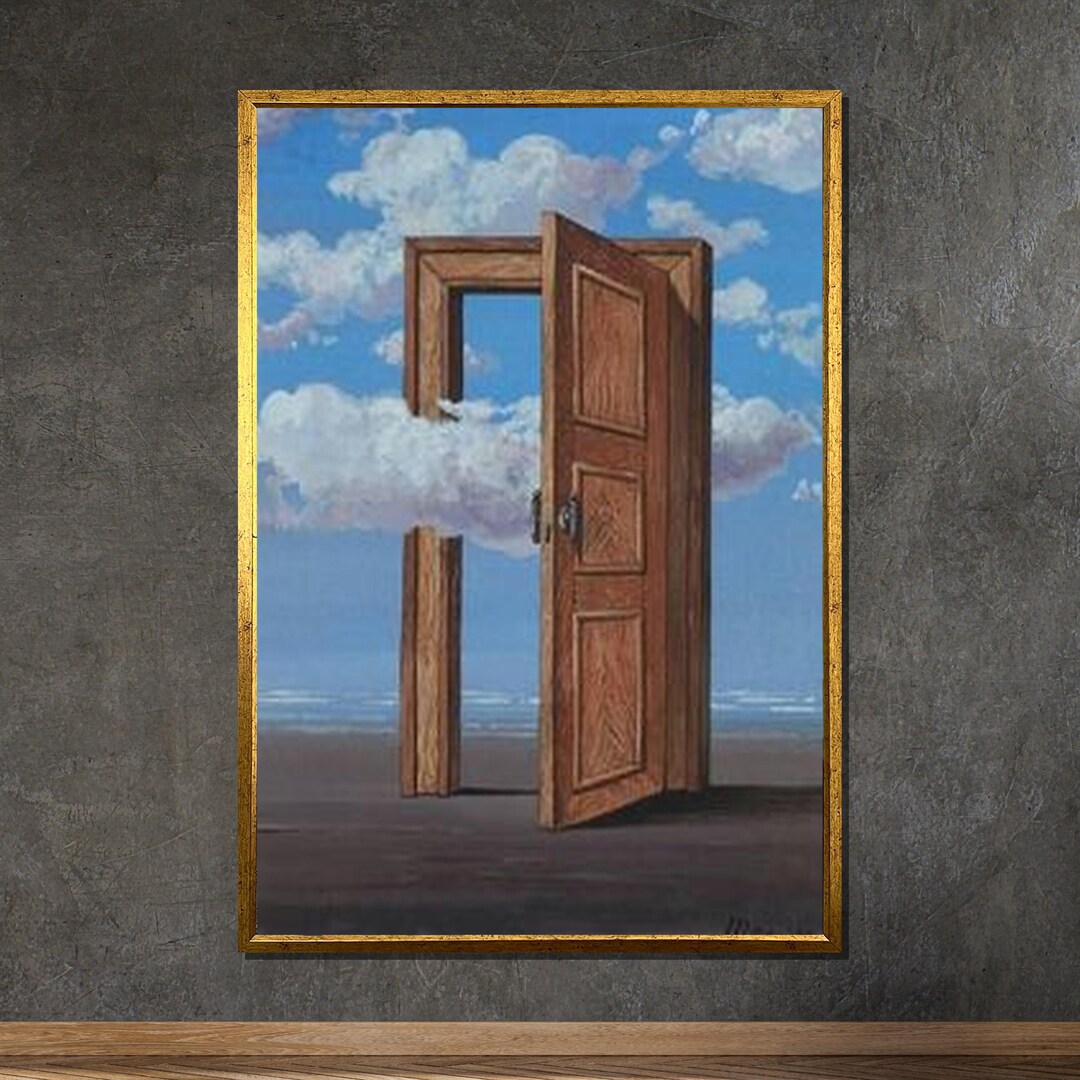 René Magritte Inspired Surreal Door Canvas: Dreamlike Sky Wall Art - Etsy