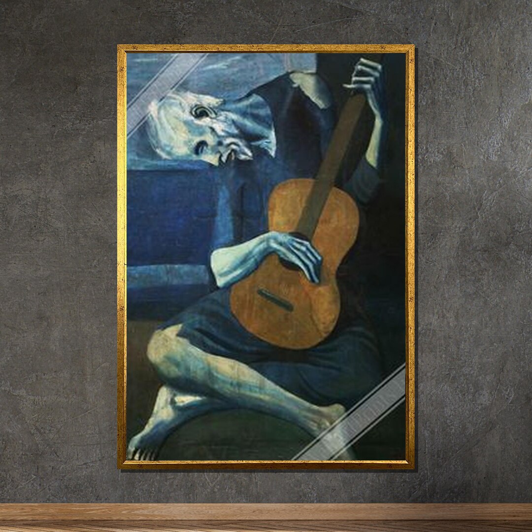 Pablo Picasso Inspired 'the Old Guitarist' Canvas, Blue Period Artwork ...