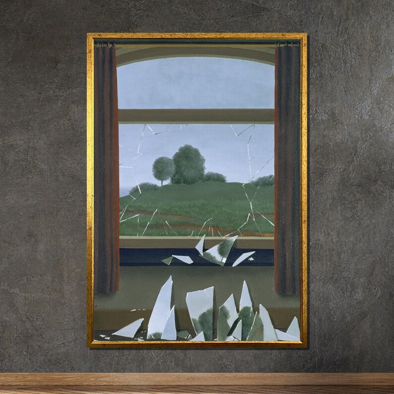 René Magritte Style Broken Window Canvas: Surreal Landscape Wall Art - Etsy