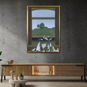 René Magritte Style Broken Window Canvas: Surreal Landscape Wall Art - Etsy