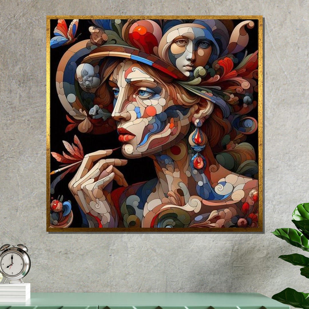 Salvador Dali Inspired Abstract Woman Canvas,surreal Portrait Wall Art ...
