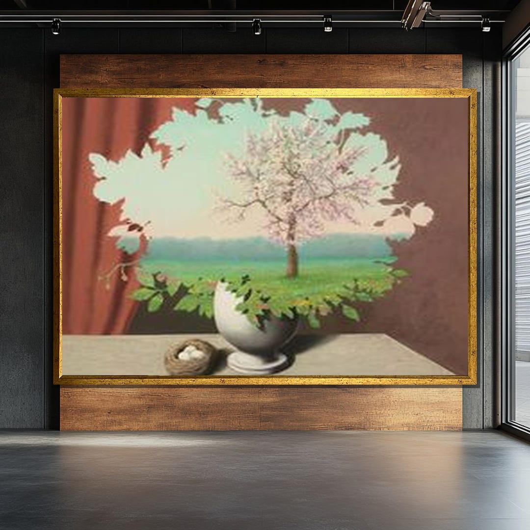 Magritte-inspired Tree Vase Canvas: Surreal Nature Wall Art - Etsy