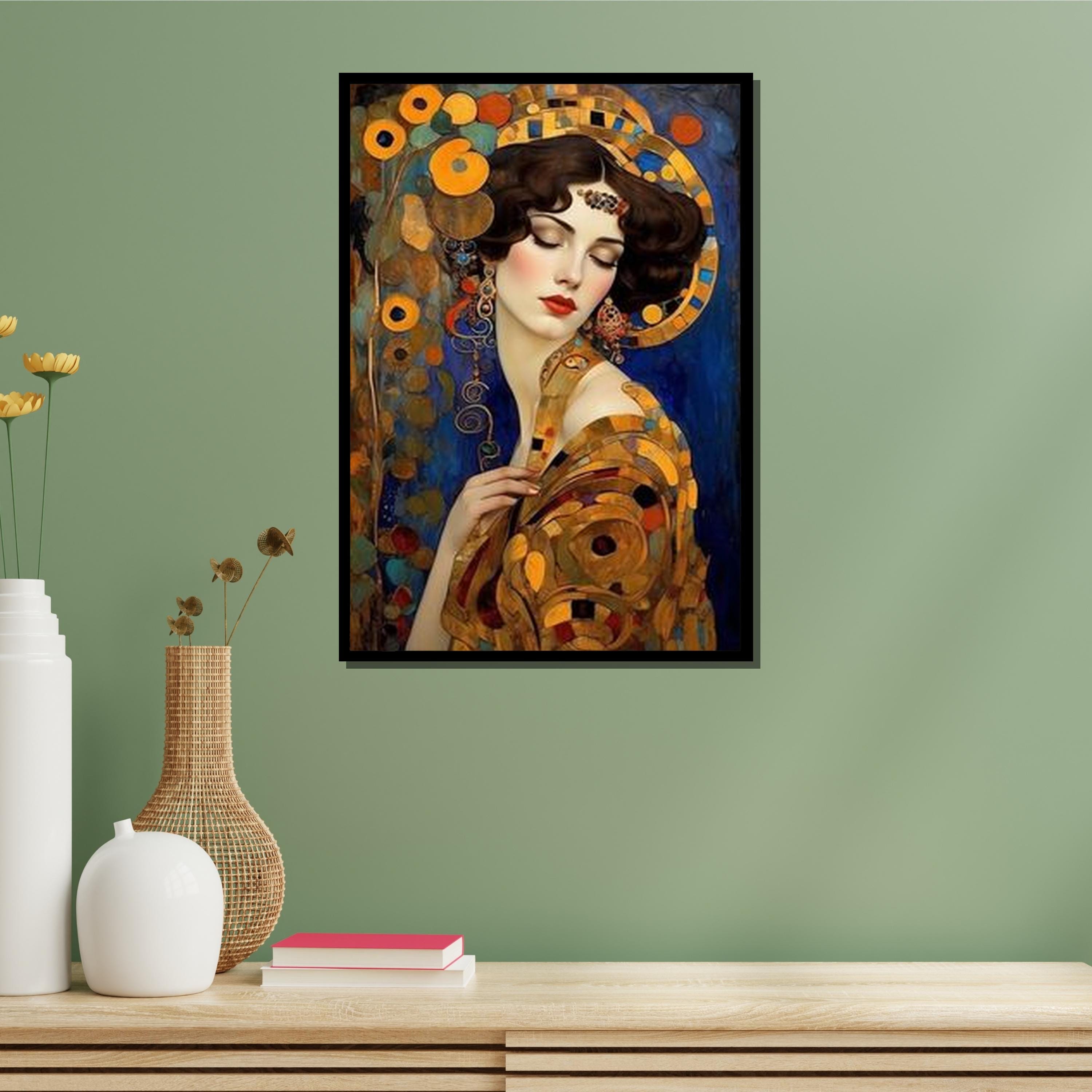Gustav Klimt Inspired Portrait Canvas, Elegant Golden Woman Art, Art ...
