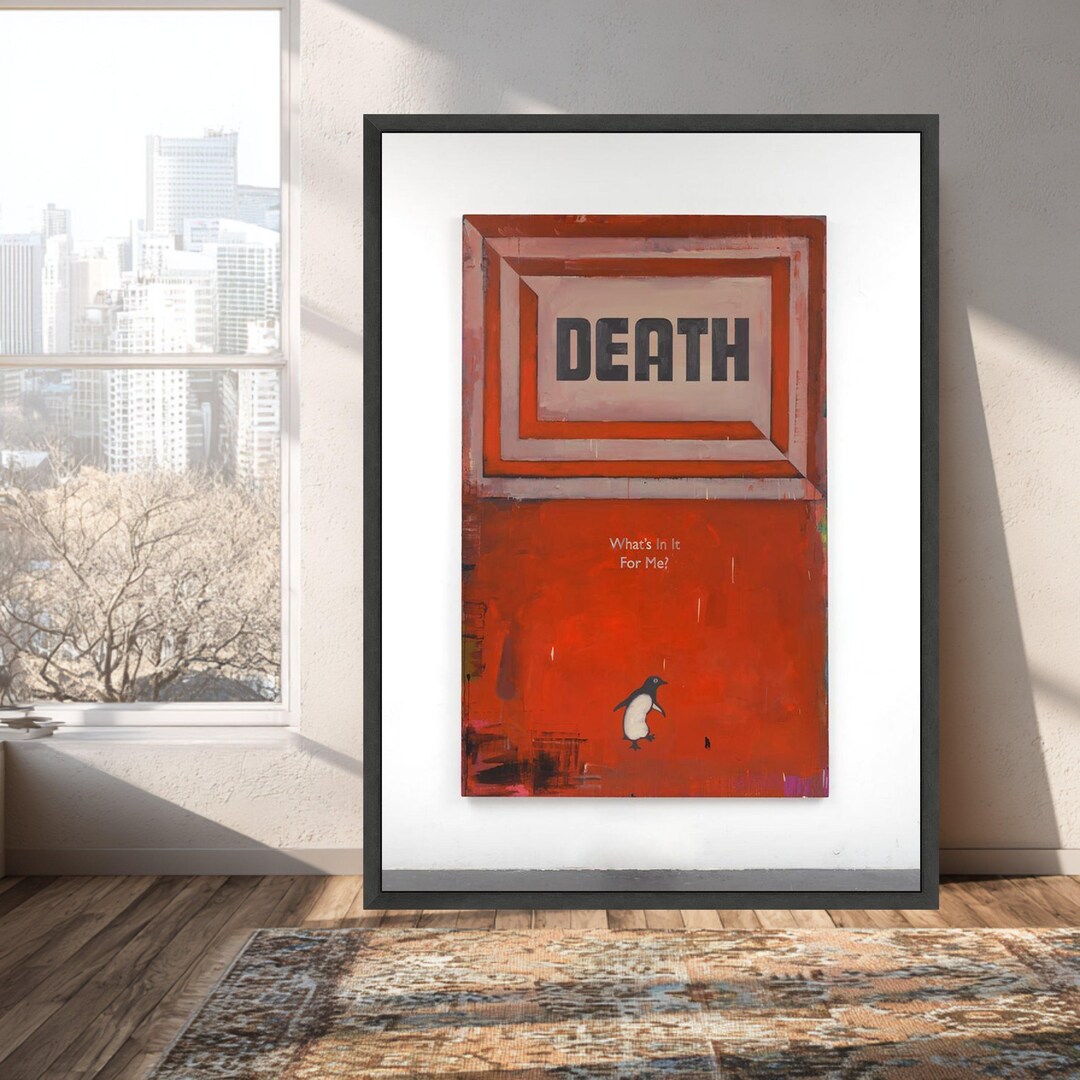 Bold DEATH Typography Canvas, Harland Miller Style, Modern Quote Wall ...