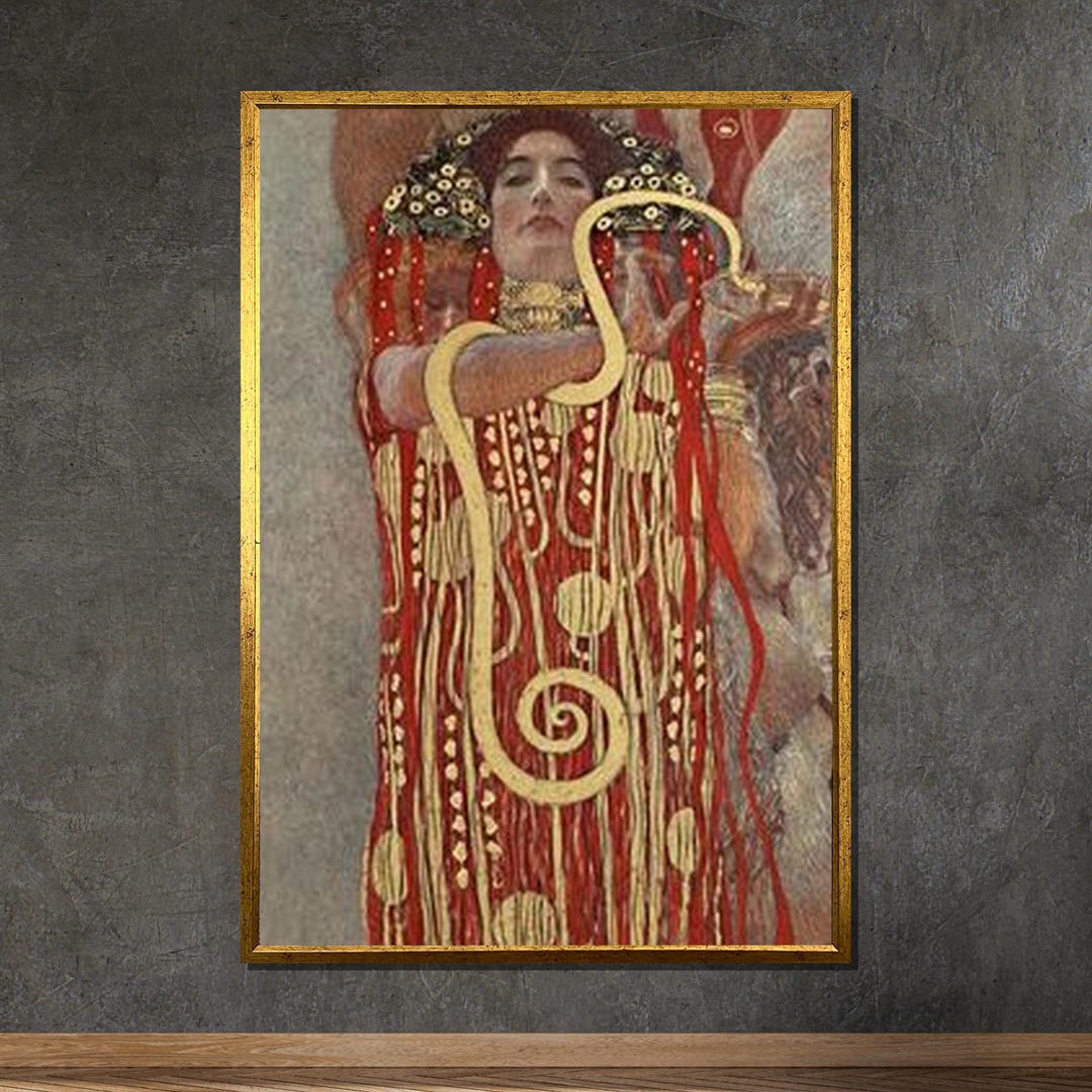 Gustav Klimt Inspired Canvas, Snake Goddess Wall Art, Art Nouveau Wall ...