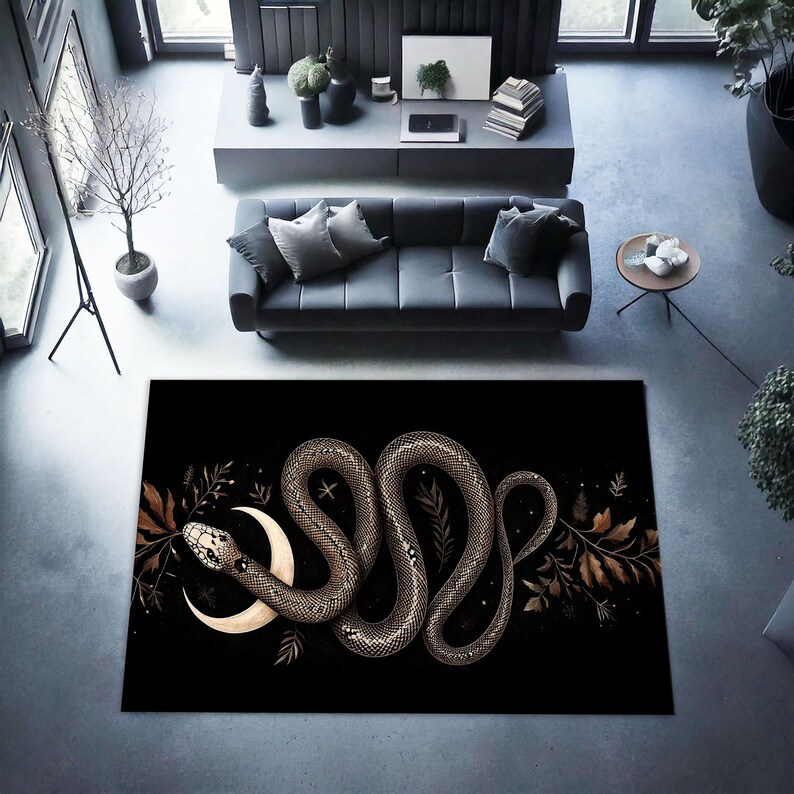 Snake Rug, Moon Rug, Goth Rug, Wild Flower Rug, Fear Rug, Modern Rug ...
