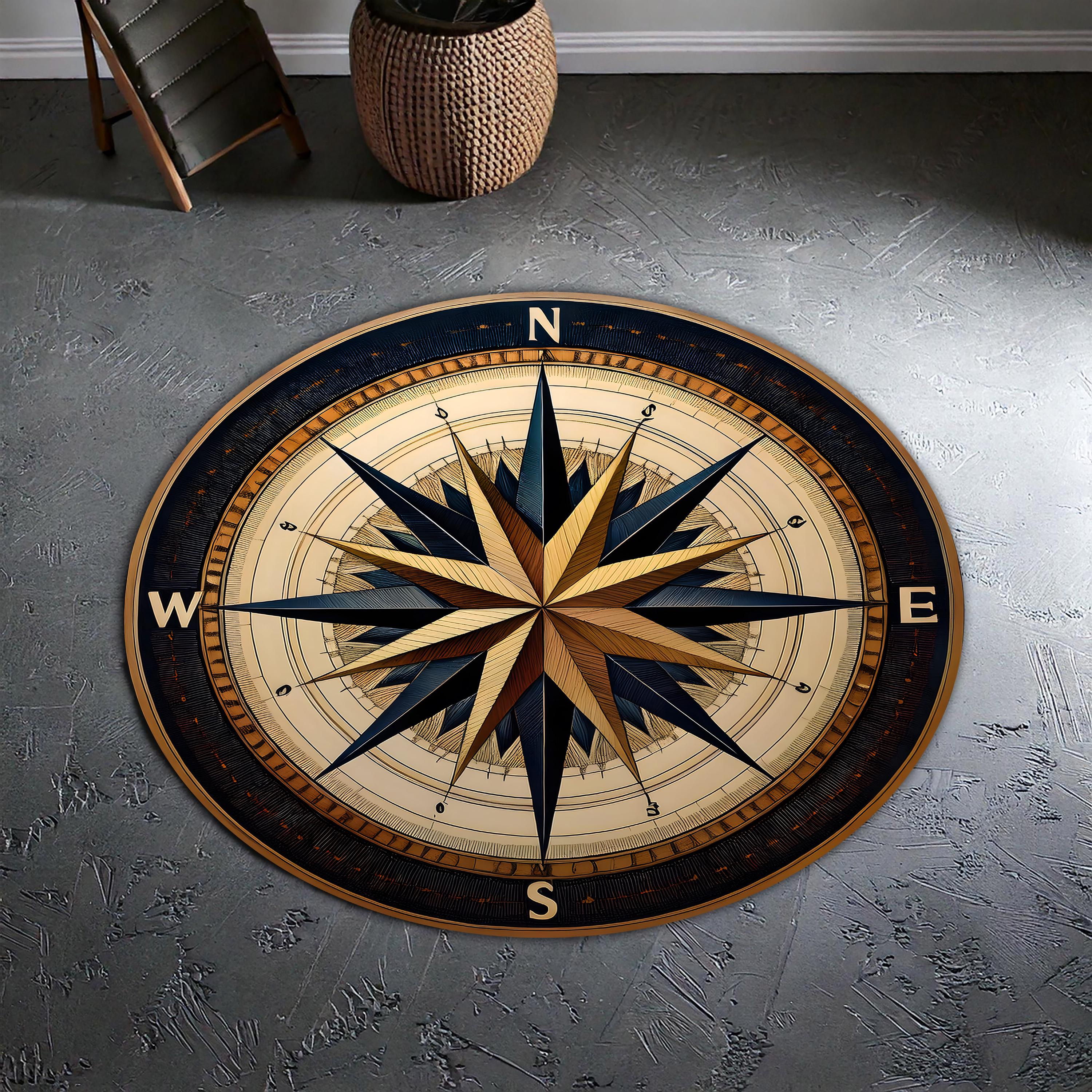 Compass Rose Rug, Yatch Rug, Sailor Rug, Compass Carpet, 3D Real ...