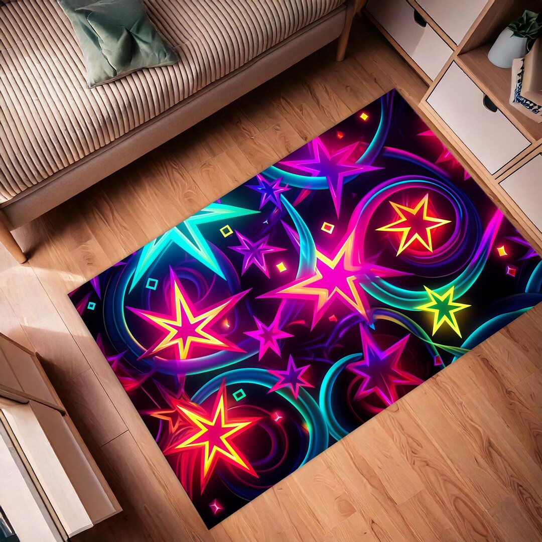 Arcade Stars Rug, Bowling Alley Carpet, Arcade Bar Carpet, Retro Rug ...
