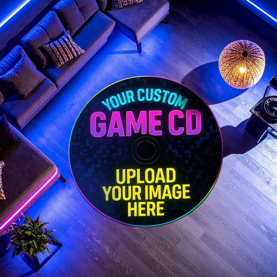 Video Game CD Round Rug, Retro CD Decor Rug, Music DVD Style, Gamer ...