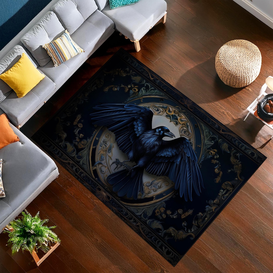 Gothic Raven Rug, Gothic Home Decor, Goth Crow Rug, Dark Academia Rug ...