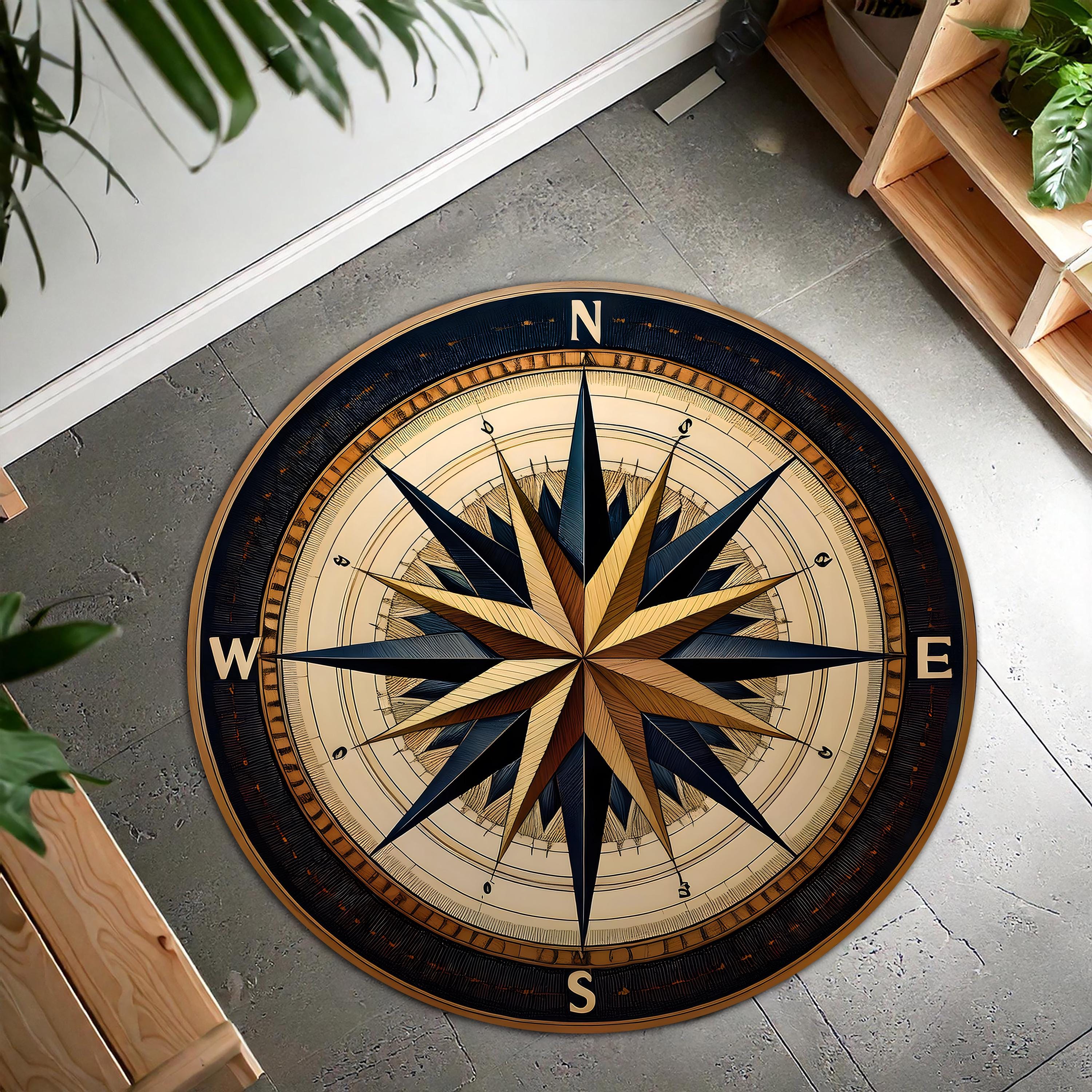 Compass Rose Rug, Yatch Rug, Sailor Rug, Compass Carpet, 3D Real ...