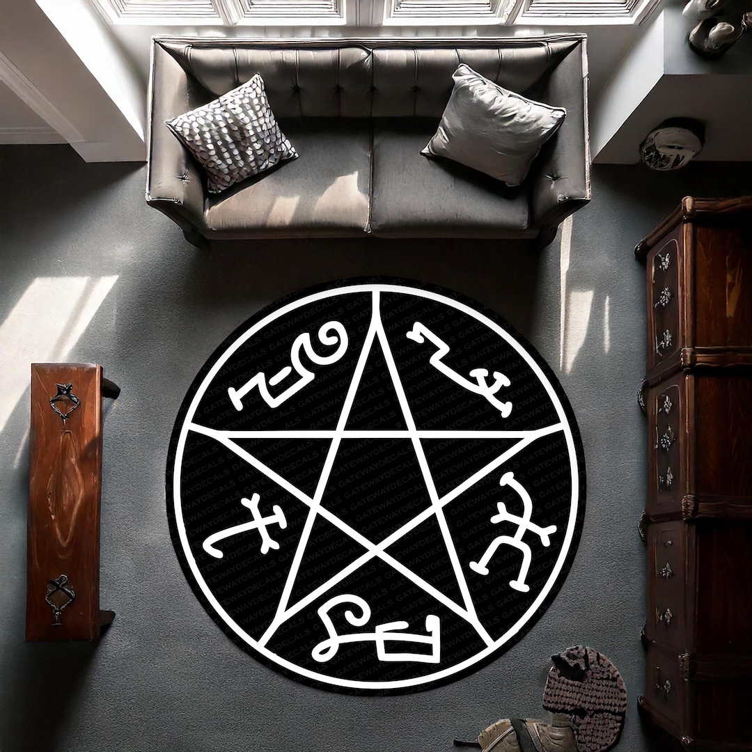 Devil Trap Pentagram Rug, Satan Rug, Devil's Trap Rug, Pentacle Symbol ...