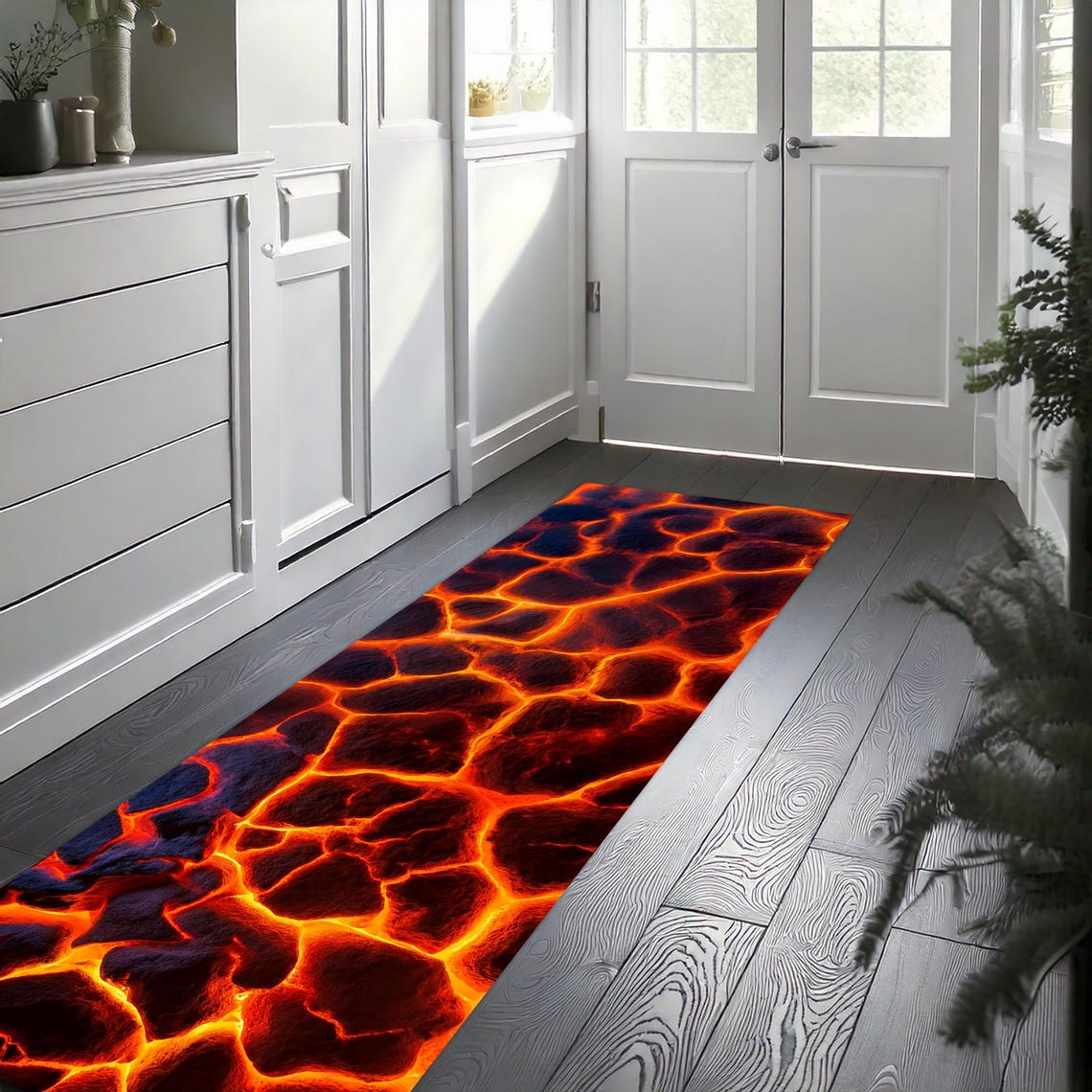 Lava Runner Rug, Red Rug, Hot Lava Rug, Lava Hallway Rug, Runner Rug ...
