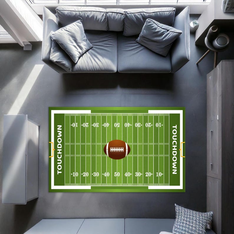 Personalized American Football Field Printed Rug, American Football Rug ...