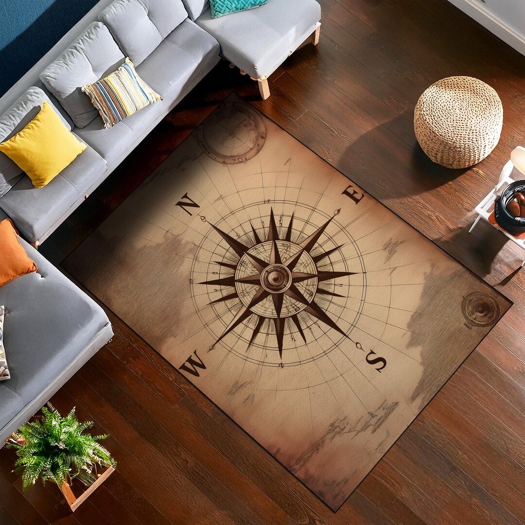 Antique World Map Rug, Compass Rug, Vintage World Map Rugs, Map Rugs ...