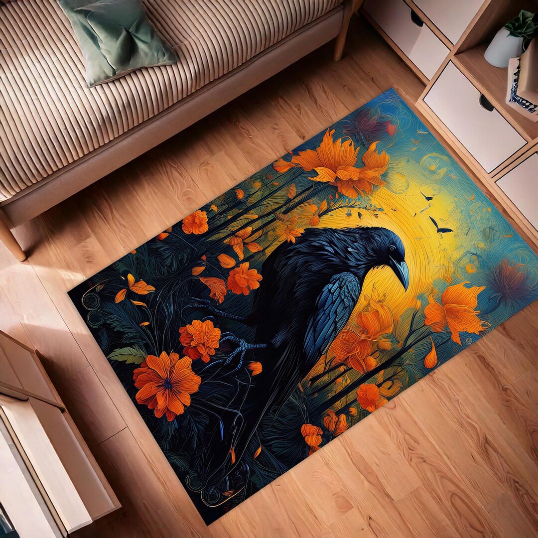 Gothic Raven Rug, Gothic Home Decor, Goth Crow Rug, Dark Academia Rug ...