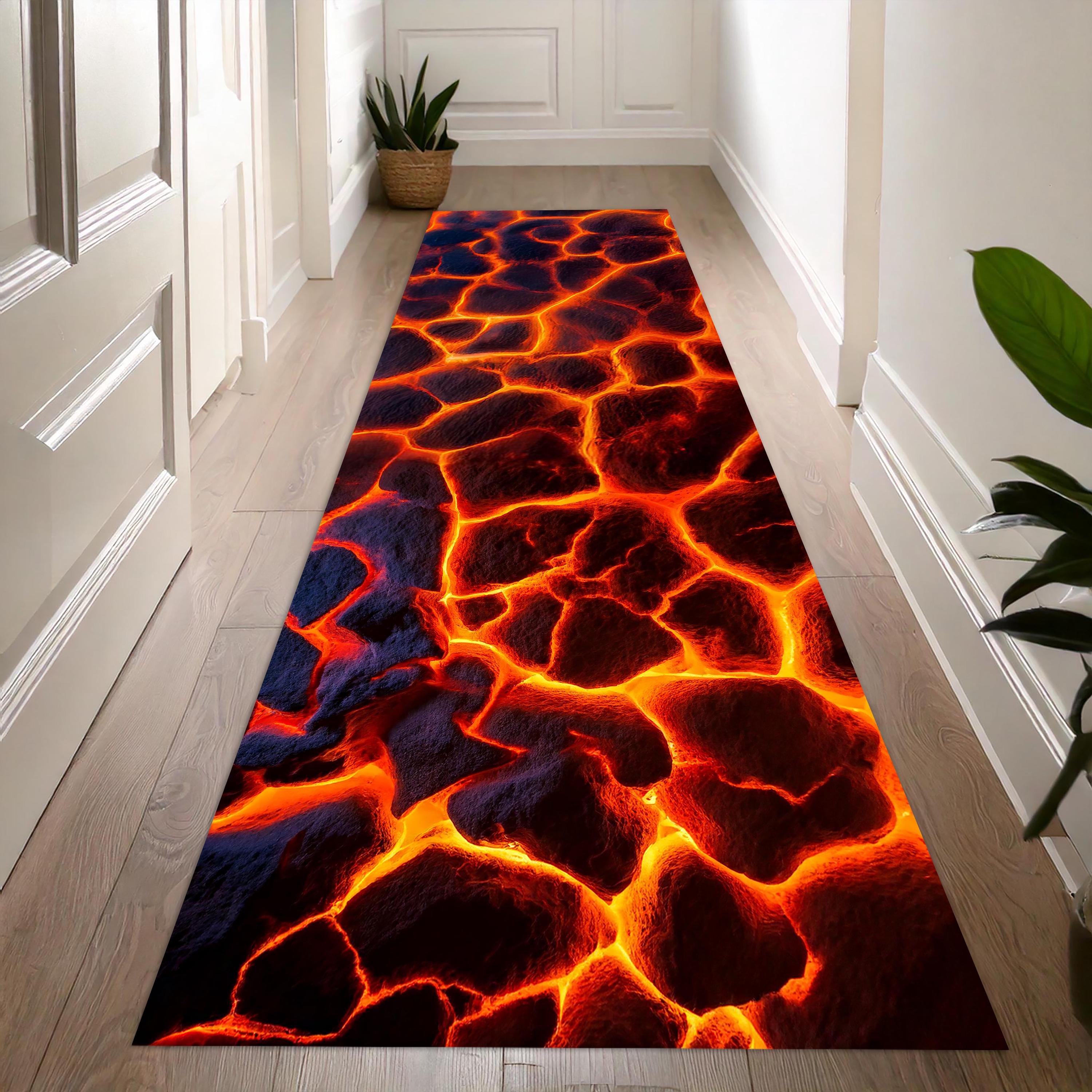 Lava Runner Rug, Red Rug, Hot Lava Rug, Lava Hallway Rug, Runner Rug ...