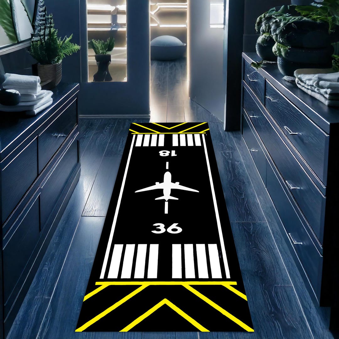 Kids Runway Play Rug, Airport Runway Rug For, Airlines Rug, Track Rug ...