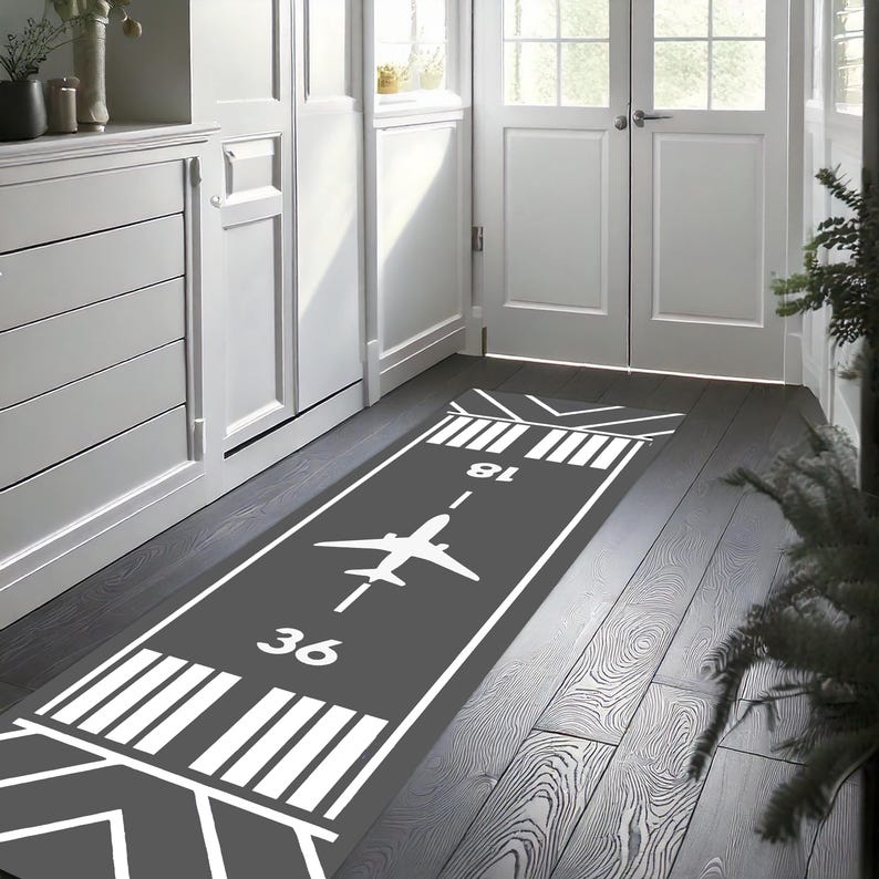 Airport Runway Runner Rug, Plane Track Rug, Aircraft Rug, Aviation Rug ...