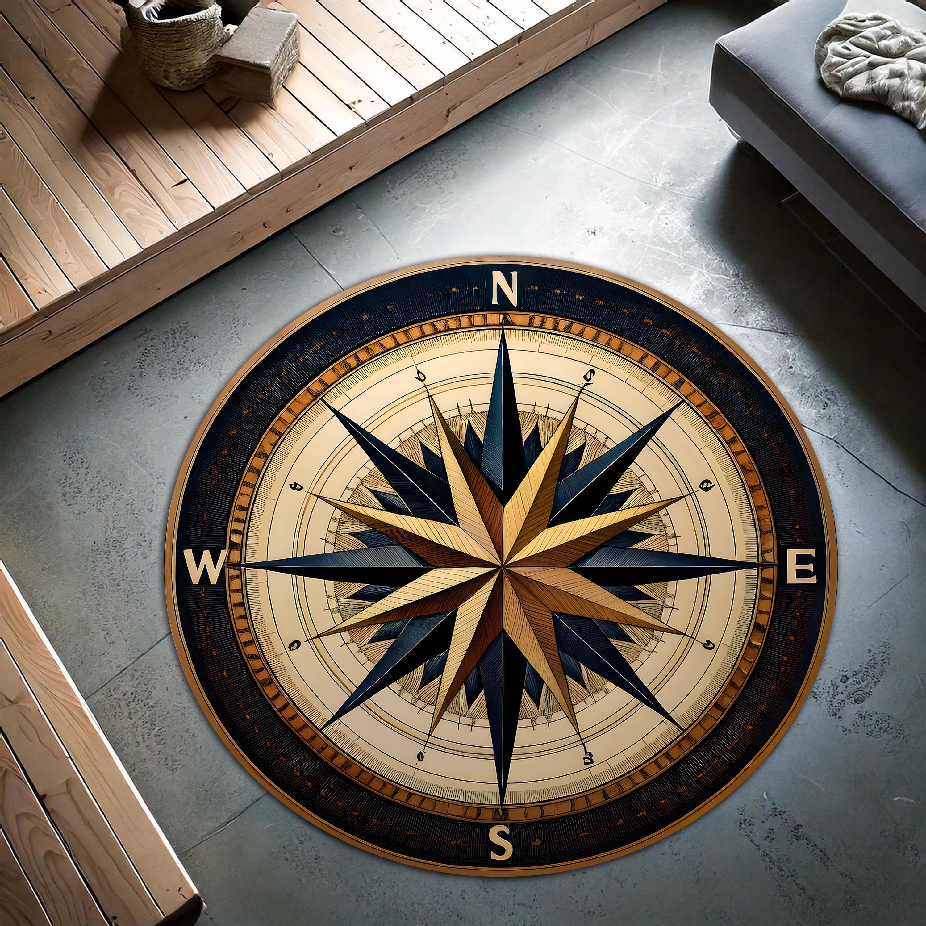 Compass Rose Rug, Yatch Rug, Sailor Rug, Compass Carpet, 3D Real ...