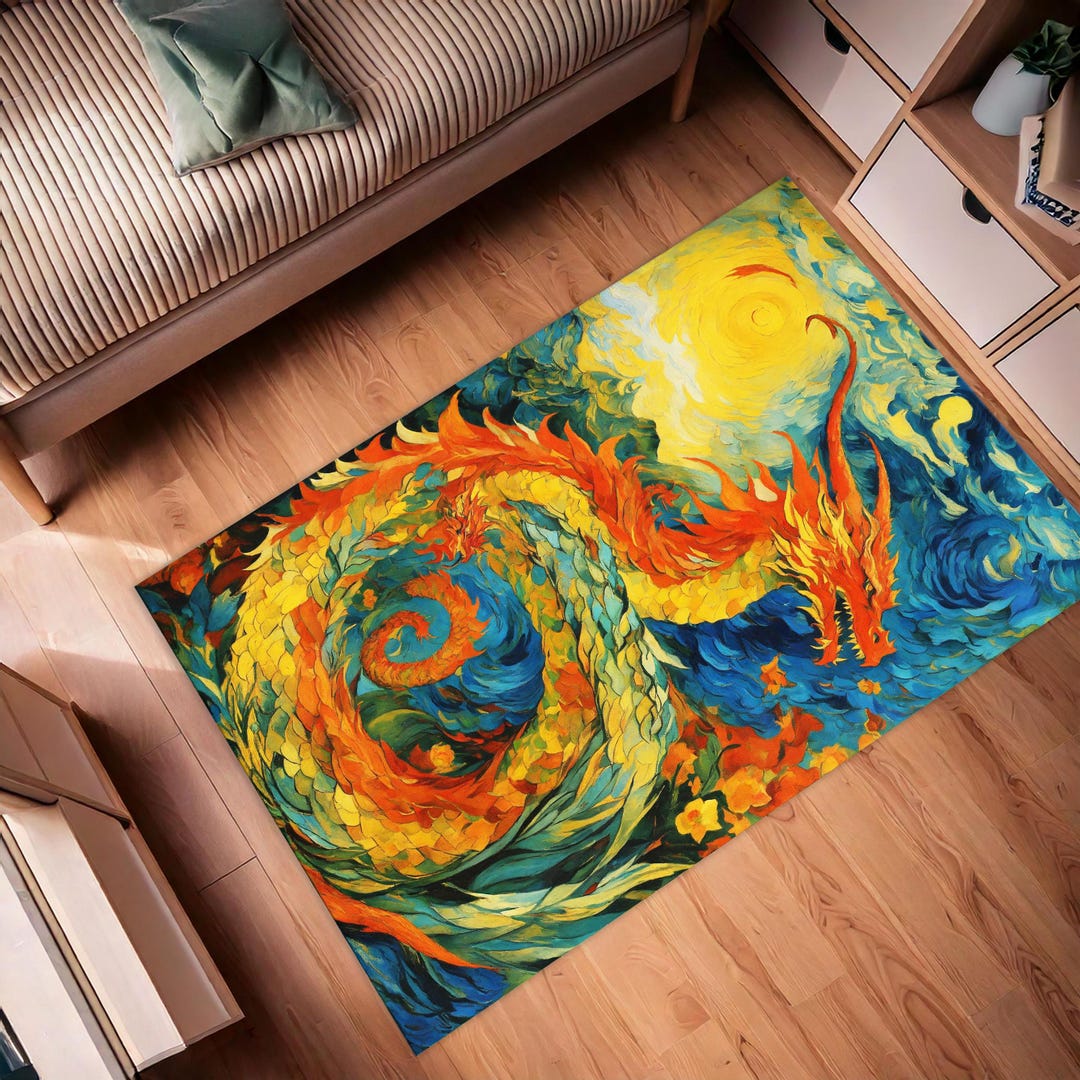 Fantasy Dragon Inspired Rug, Dark Academia Gothic Rug, Fairycore Decor ...