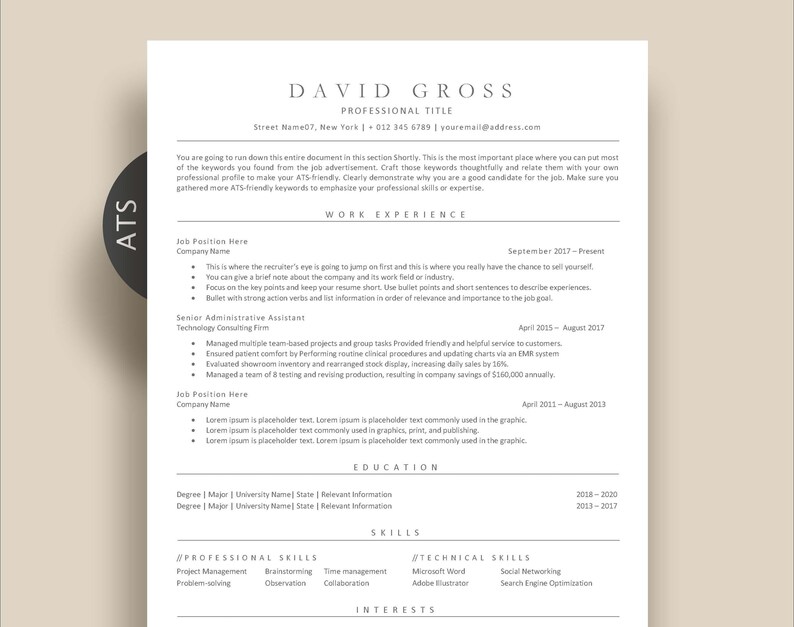 Google Docs Resume Template ATS Friendly, Professional Resume Template ...