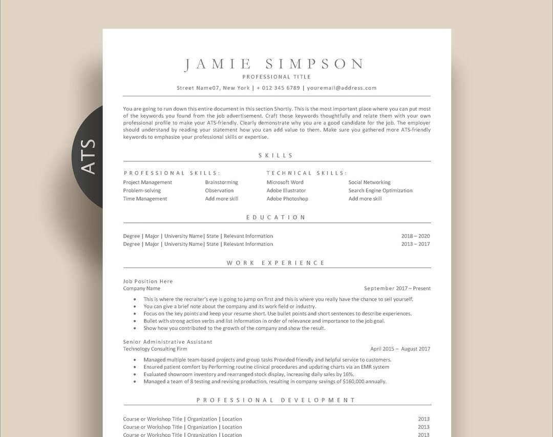 Federal Resume Template ATS Friendly, Google Docs Resume for USA Jobs ...